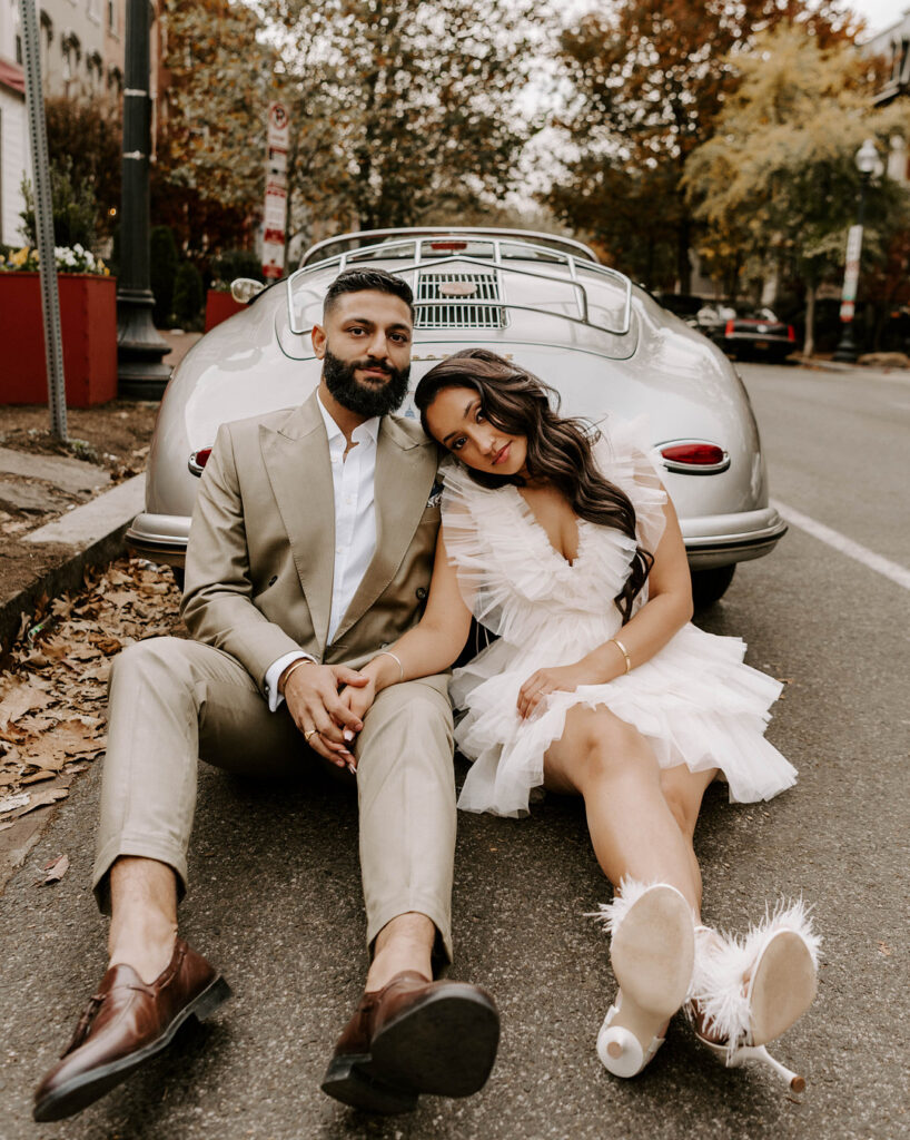 This Couple Rented a Porsche for Their Chic, Moody November Engagement ...
